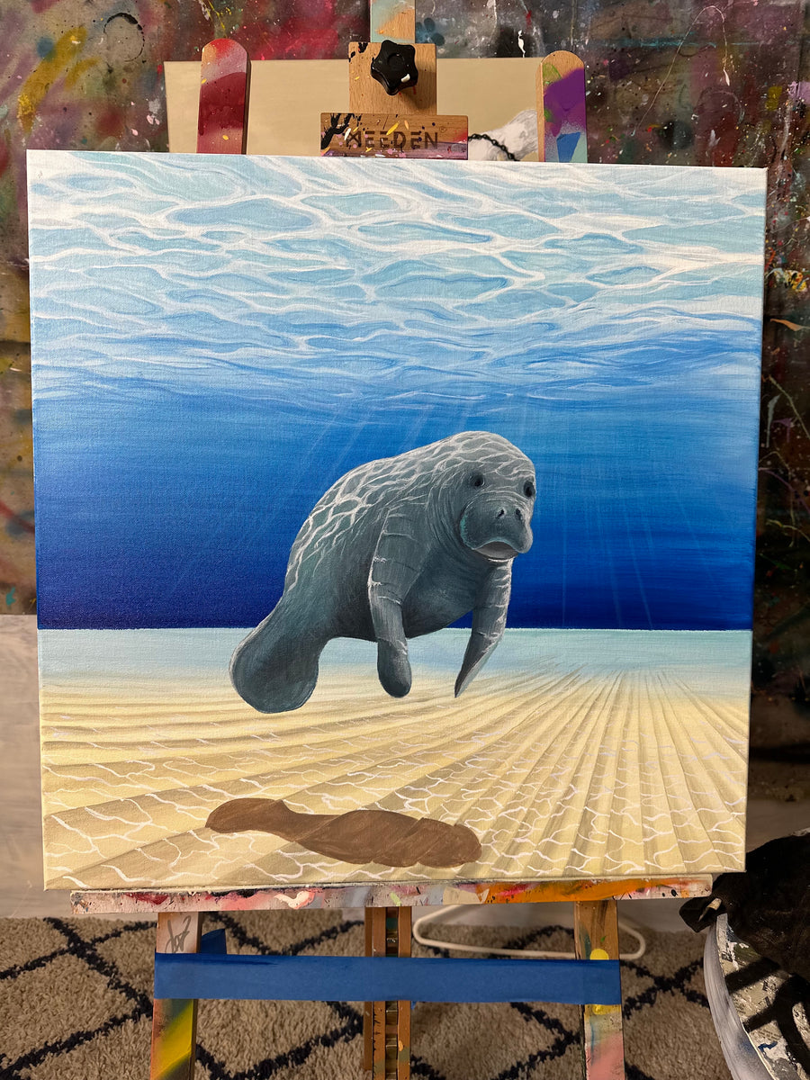 Marvin the Manatee 24" x 24" sold – James Trend Designs